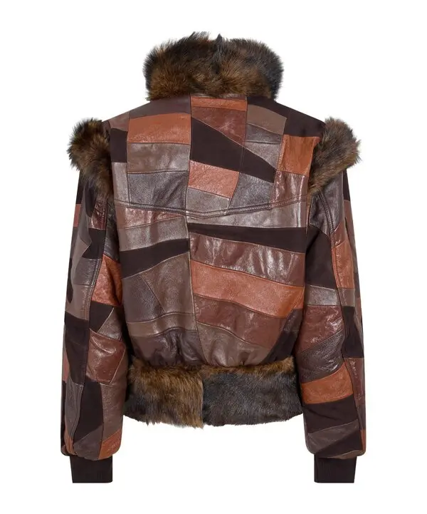 Chloé Color Blocked Jacket With Fur Accents