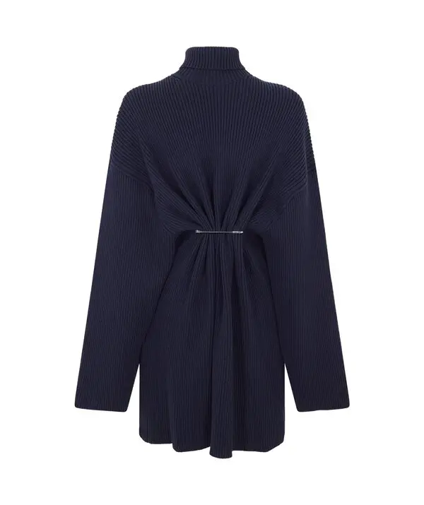 Balenciaga Mini Knitted Jumper Dress - Navy Blue
