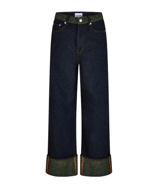 GANNI Wide-leg Jeans With Rolled Cuffs