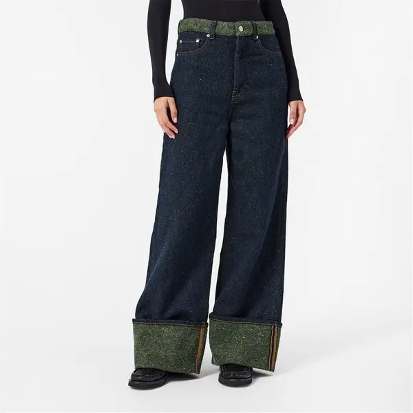GANNI Wide-leg Jeans With Rolled Cuffs