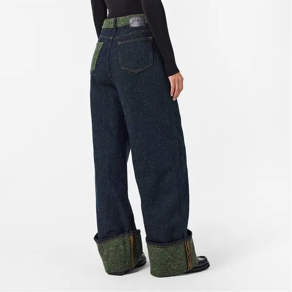 GANNI Wide-leg Jeans With Rolled Cuffs