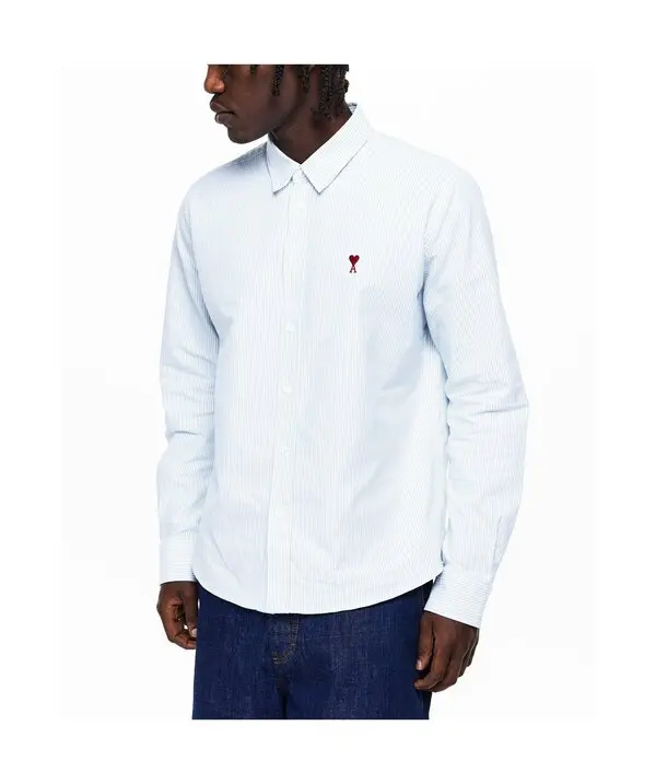 AMI Paris Striped Long-sleeve Printed Shirt