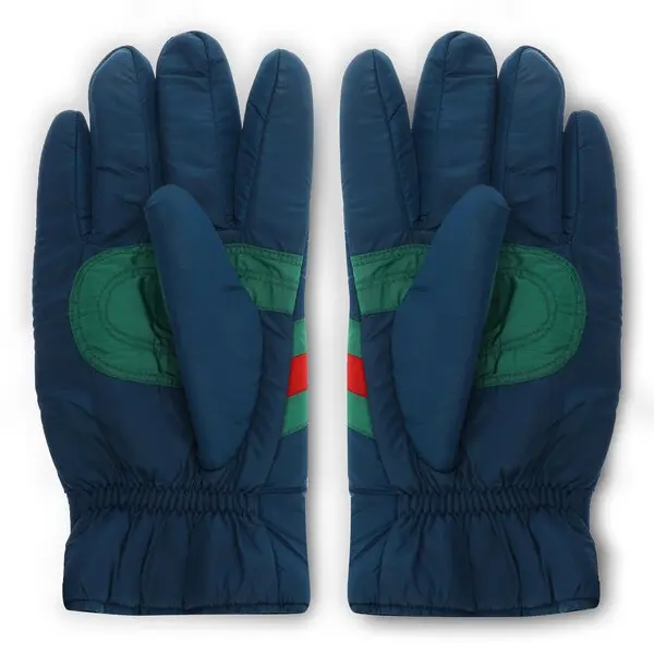 Gucci Quilted Thermal Gloves With Green And Red Stripes