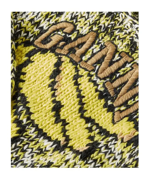 GANNI Marled Knit Crew Neck Sweater With Banana Appliqu