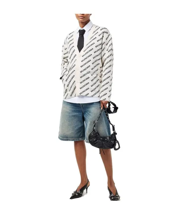 Balenciaga Logo Jacquard Print V-neck Cardigan
