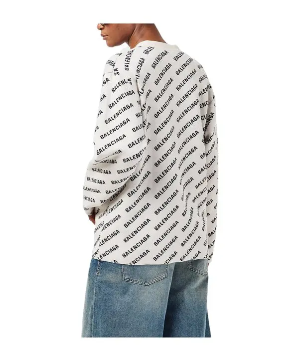 Balenciaga Logo Jacquard Print V-neck Cardigan