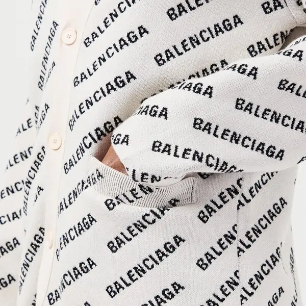 Balenciaga Logo Jacquard Print V-neck Cardigan