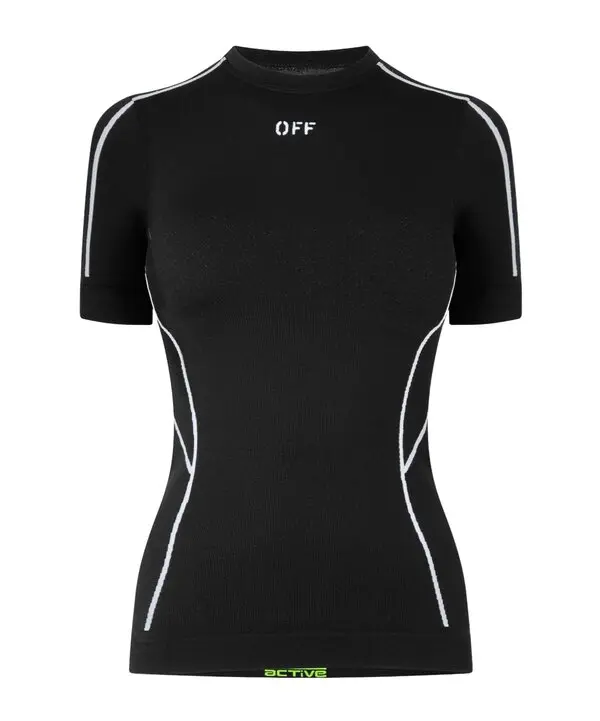 Off-White Seamless Knit Baby Tee With Contrast Piping