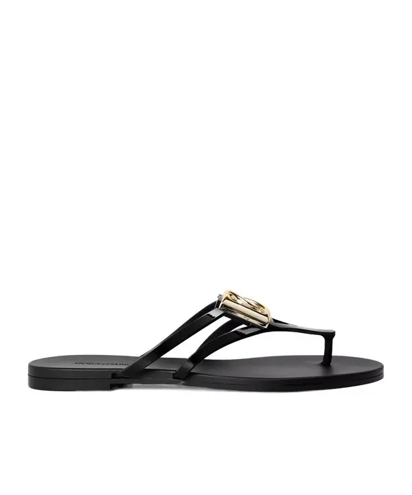 Dolce & Gabbana Logo Thong Sandals - Black