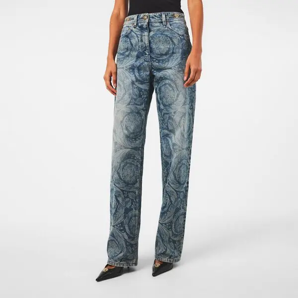 Versace Wide-leg Jeans With Branded Hardware