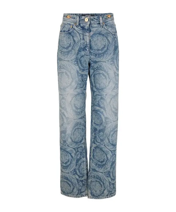 Versace Wide-leg Jeans With Branded Hardware