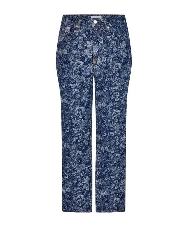 GANNI High-waisted Straight-leg Jeans With Animal Print - Blue