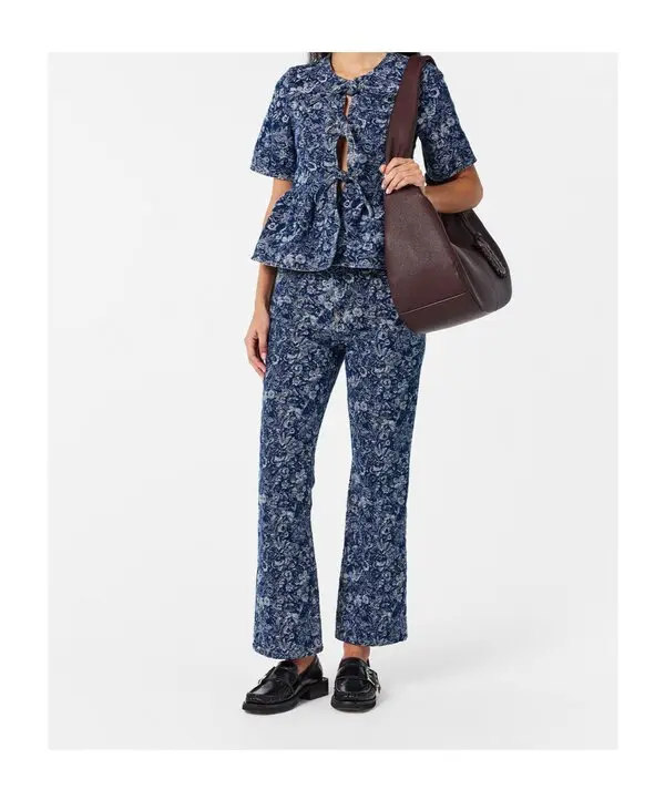 GANNI High-waisted Straight-leg Jeans With Animal Print