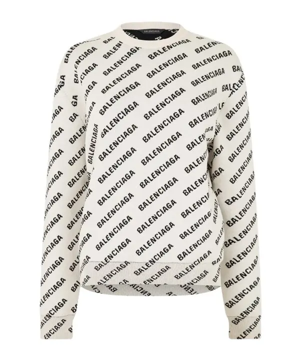 Balenciaga All Over Logo Crewneck Jumper