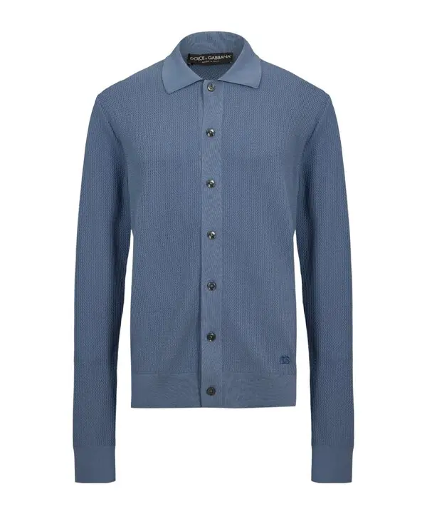 Dolce & Gabbana Vertical Rib Knit Polo Shirt