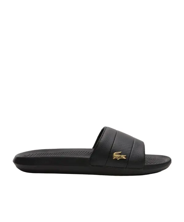 Lacoste Open Toe Slides With Metal Embellishments