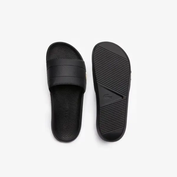 Lacoste Open Toe Slides With Metal Embellishments