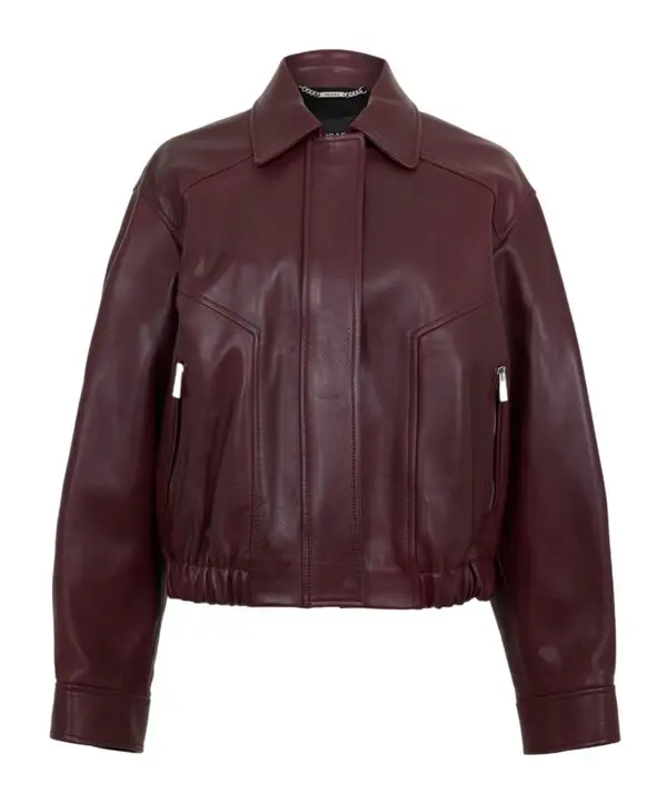 Versace Zip Pocket Leather Jacket - Red