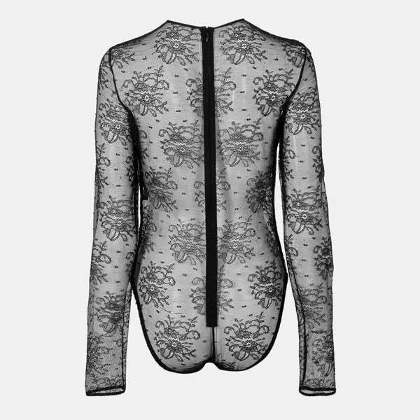 Dolce & Gabbana Black Lace Long-sleeved Bodysuit