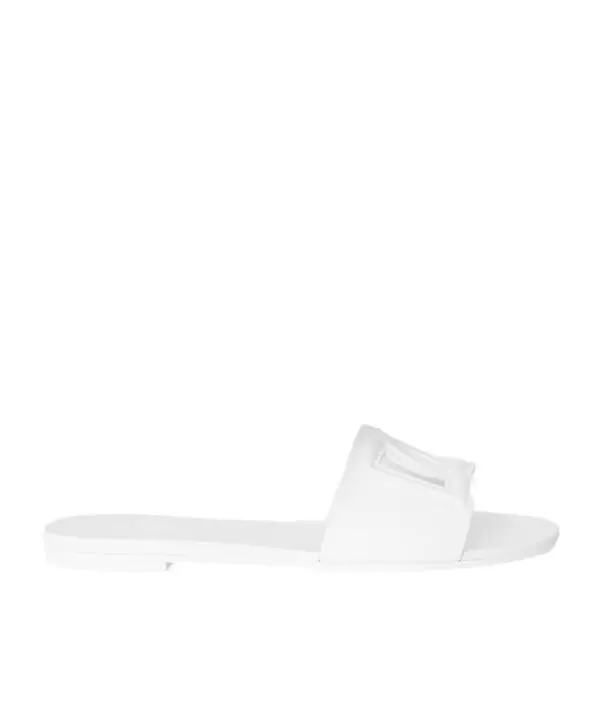Dolce & Gabbana Rubber Slide Sandals With Dg Logo - White