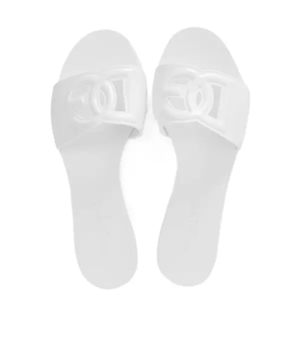 Dolce & Gabbana Rubber Slide Sandals With Dg Logo - White
