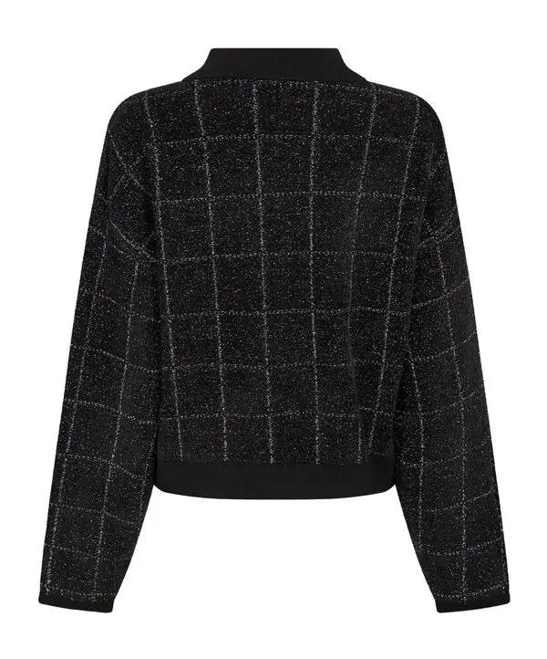 Hugo Boss Textured Check Knit Cropped Jacket