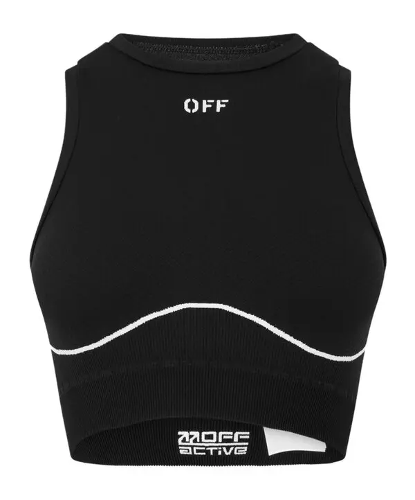 Off-White Seamless Printed Crop Top - Black
