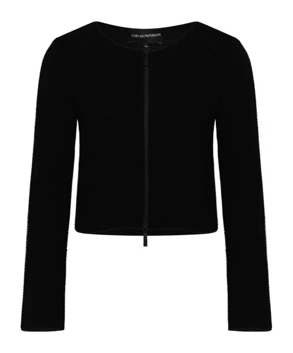Emporio Armani Zip-up Textured Knit Jacket