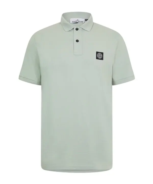 Stone Island Cotton Compass Logo Polo Shirt - Gray