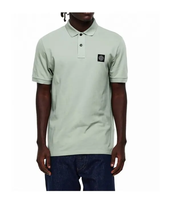Stone Island Cotton Compass Logo Polo Shirt - Gray