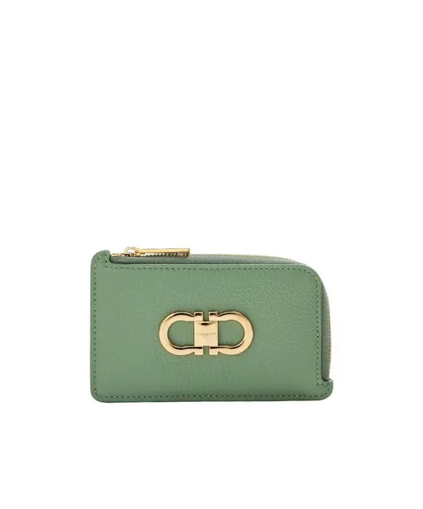 FERRAGAMO Leather Zipper Card Holder