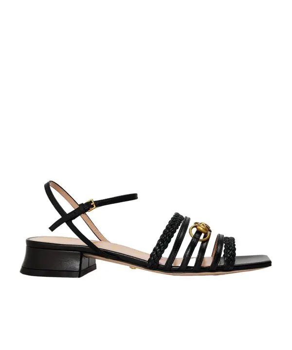 Gucci Braided Strap Sandals With Horsebit Detail