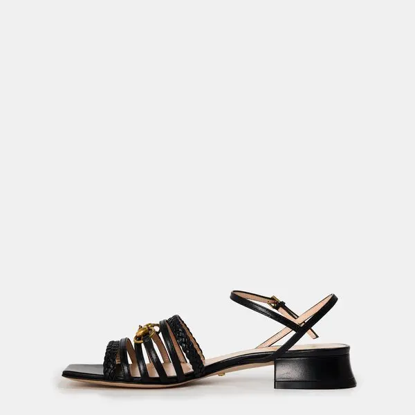 Gucci Braided Strap Sandals With Horsebit Detail