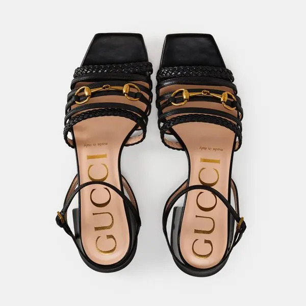 Gucci Braided Strap Sandals With Horsebit Detail
