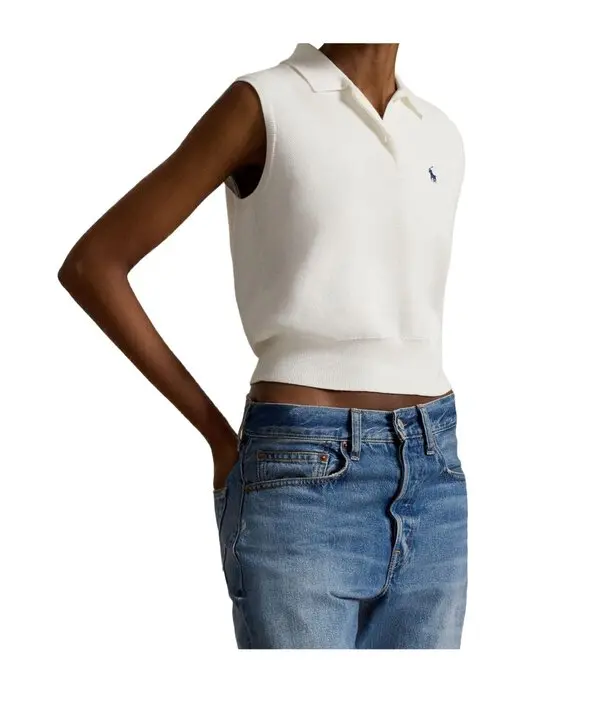 Polo Ralph Lauren Sleeveless Collared Cropped Polo Shirt