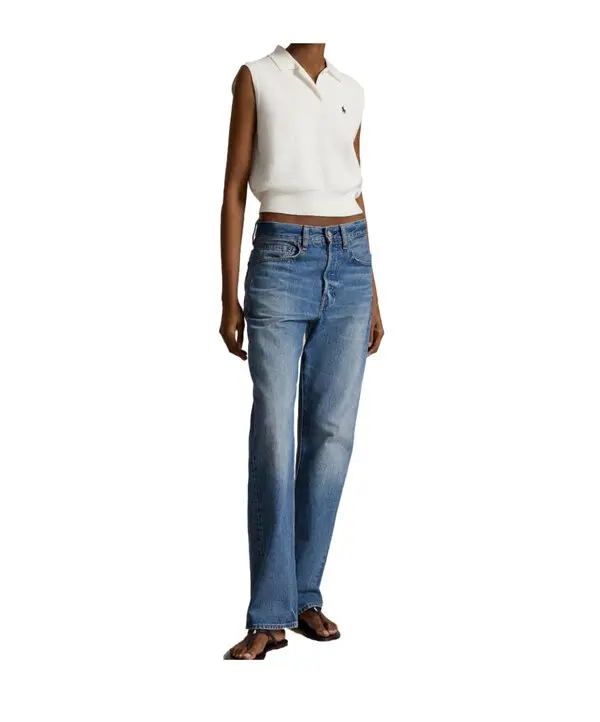 Polo Ralph Lauren Sleeveless Collared Cropped Polo Shirt