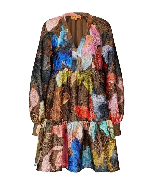 Stine Goya Voluminous Abstract Pattern Mini Dress