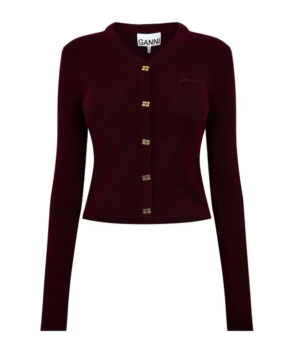 GANNI Cropped Knit Cardigan