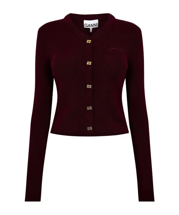 GANNI Cropped Knit Cardigan