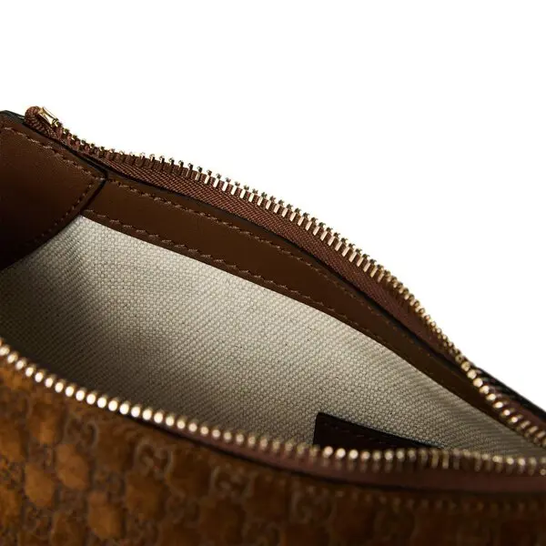 Gucci Monogrammed Suede Hobo Bag - Brown
