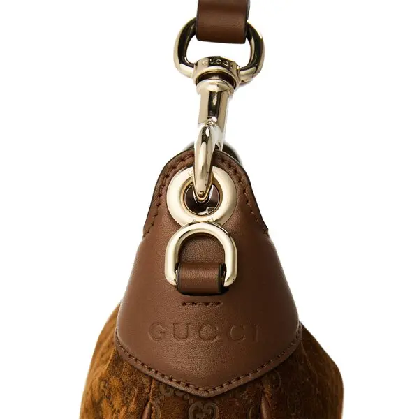 Gucci Monogrammed Suede Hobo Bag - Brown