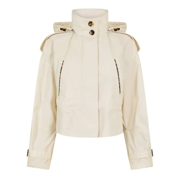 Burberry Softshell Zip-up Jacket With Stand Collar And Hood