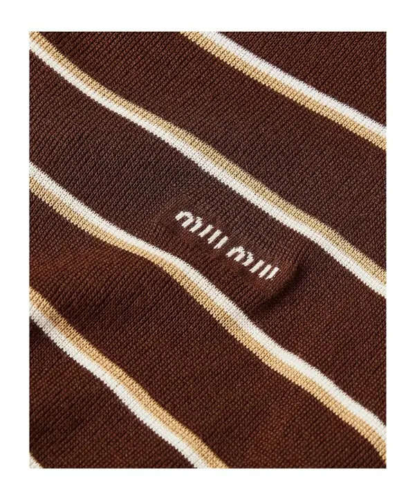 Miu Miu Striped Long Sleeve Polo Shirt