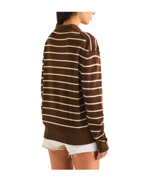 Miu Miu Striped Long Sleeve Polo Shirt