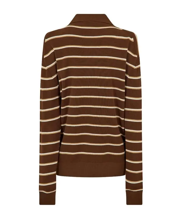 Miu Miu Striped Long Sleeve Polo Shirt