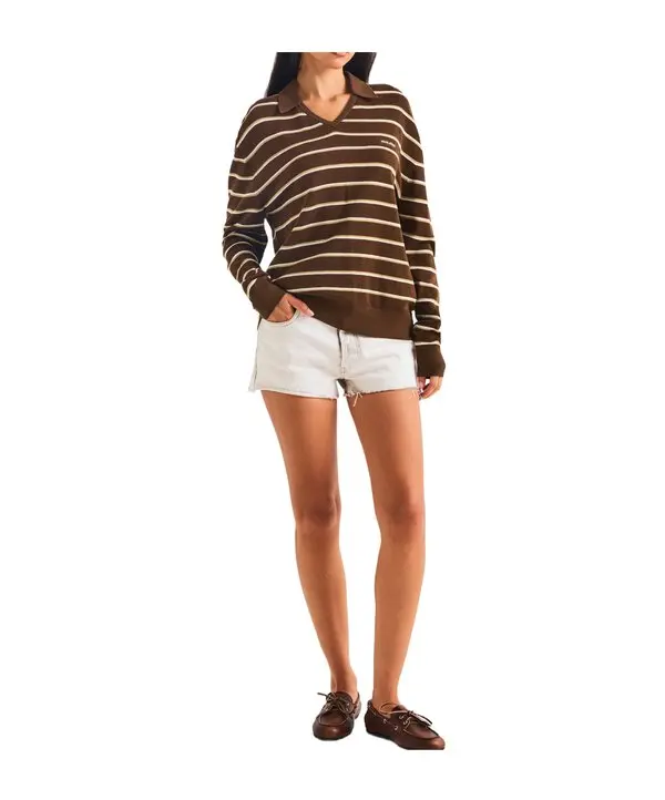 Miu Miu Striped Long Sleeve Polo Shirt