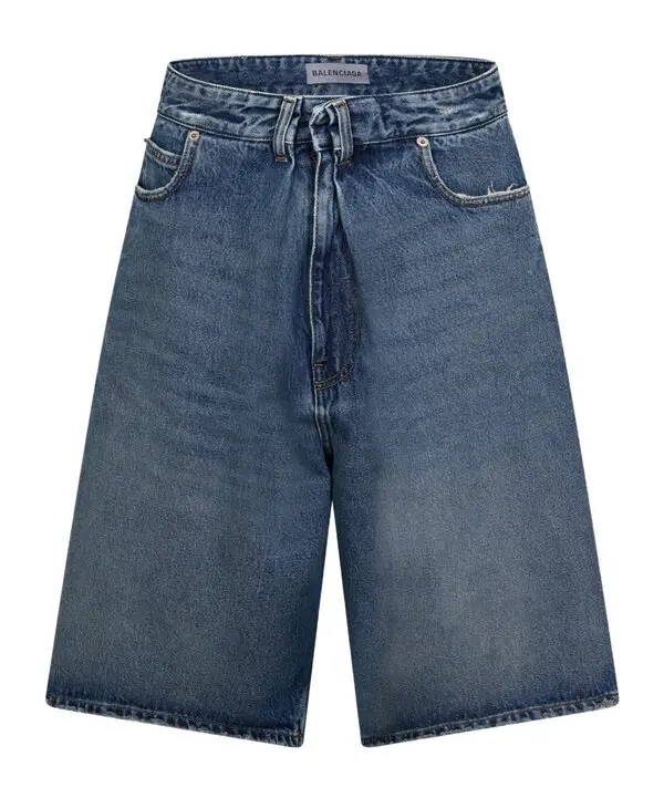 Balenciaga Retro-style Denim Shorts - Blue