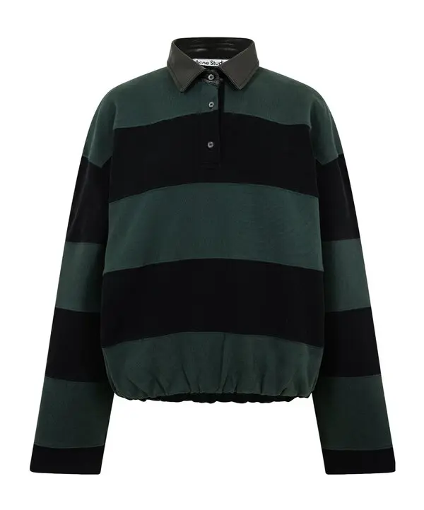 Acne Studios Striped Long Sleeve Polo Shirt - Black