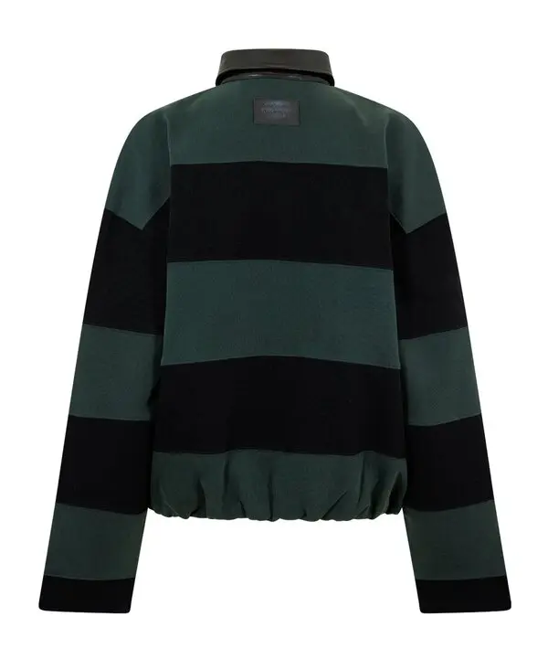 Acne Studios Striped Long Sleeve Polo Shirt - Black