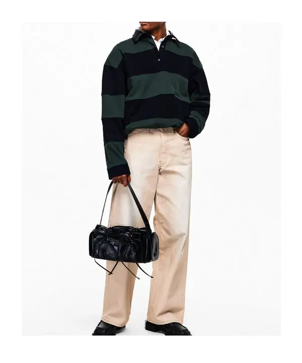Acne Studios Striped Long Sleeve Polo Shirt - Black